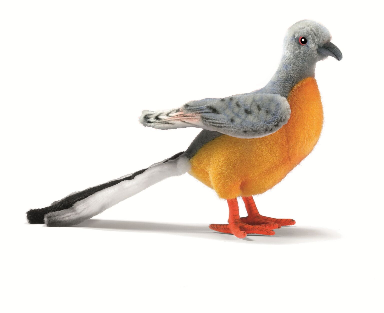 trekduif knuffel geel / grijs staand 20 cm - levensecht pluchen dier