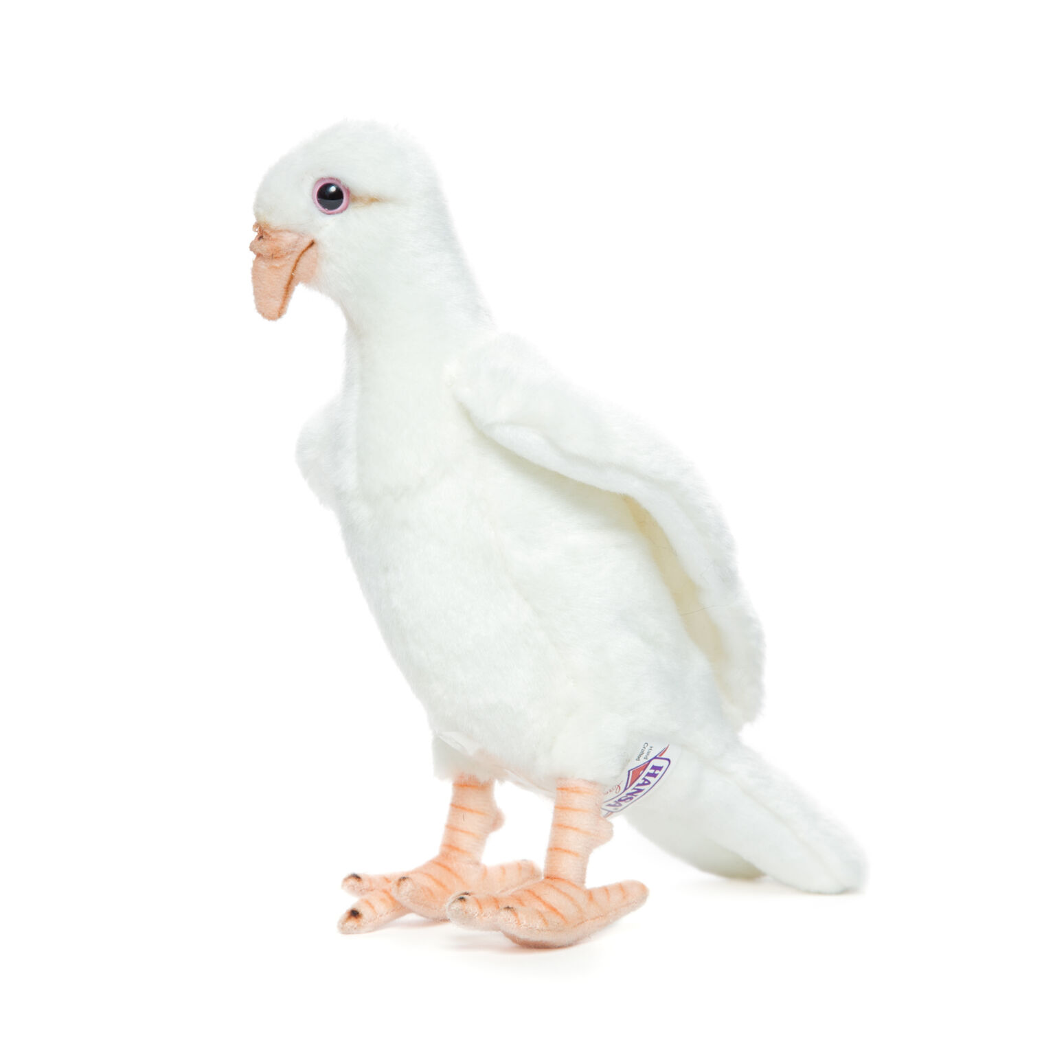 Duif knuffel wit staand 20 cm - zeer gedetailleerd pluchen dier