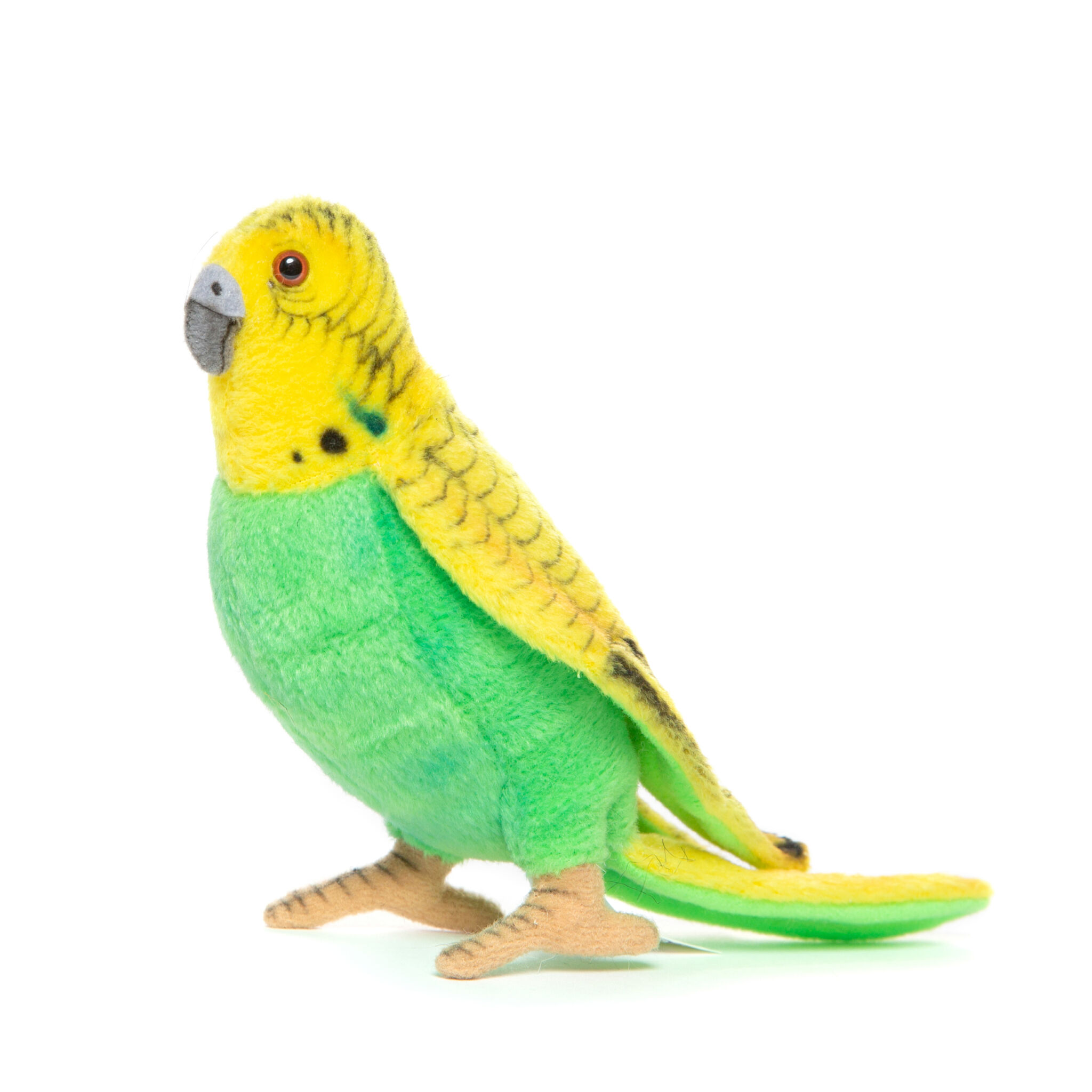 Grasparkiet knuffel geel / groen 15 cm - levensecht pluchen dier
