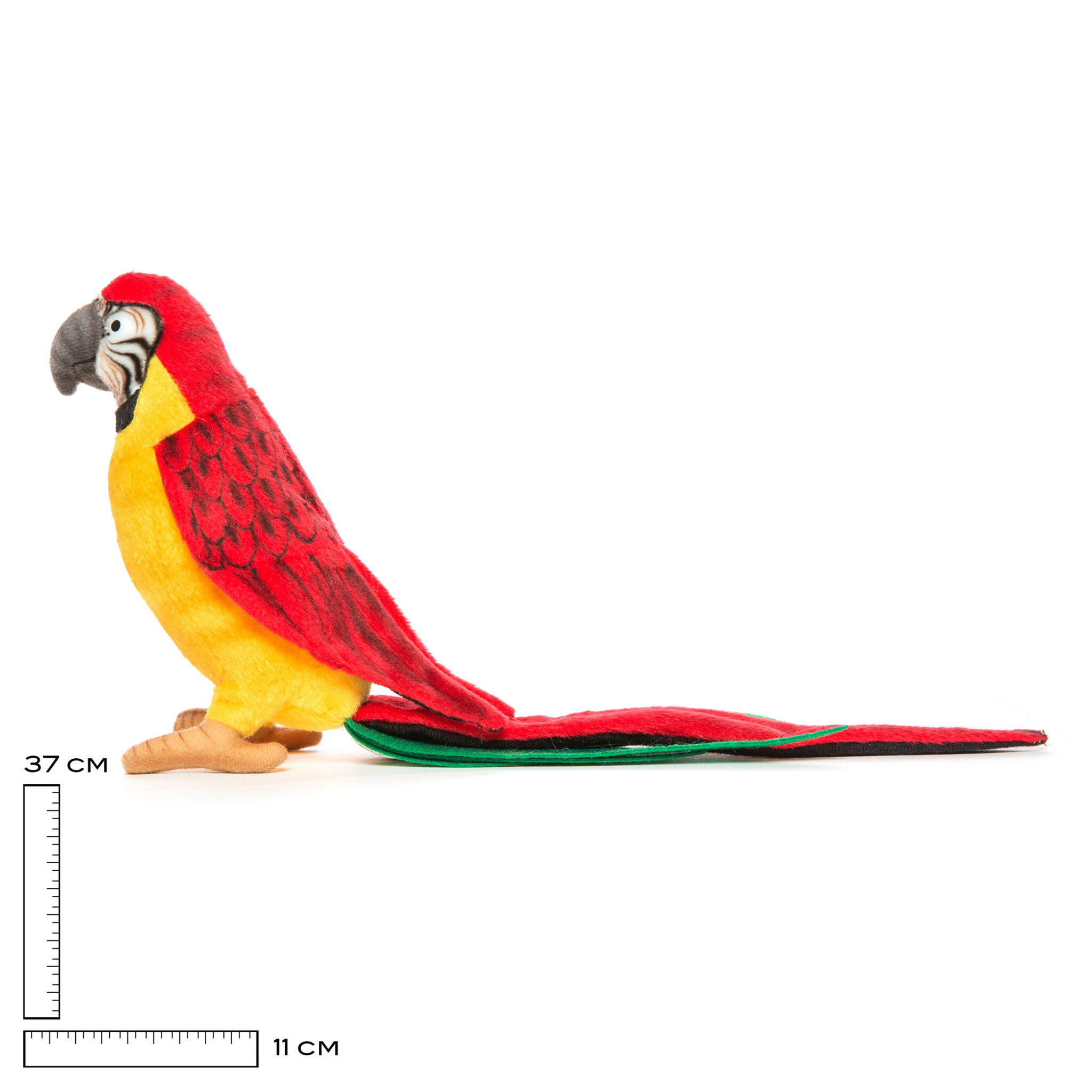 Papegaai knuffel rood / geel 37 cm - erg gedetailleerd pluchen dier