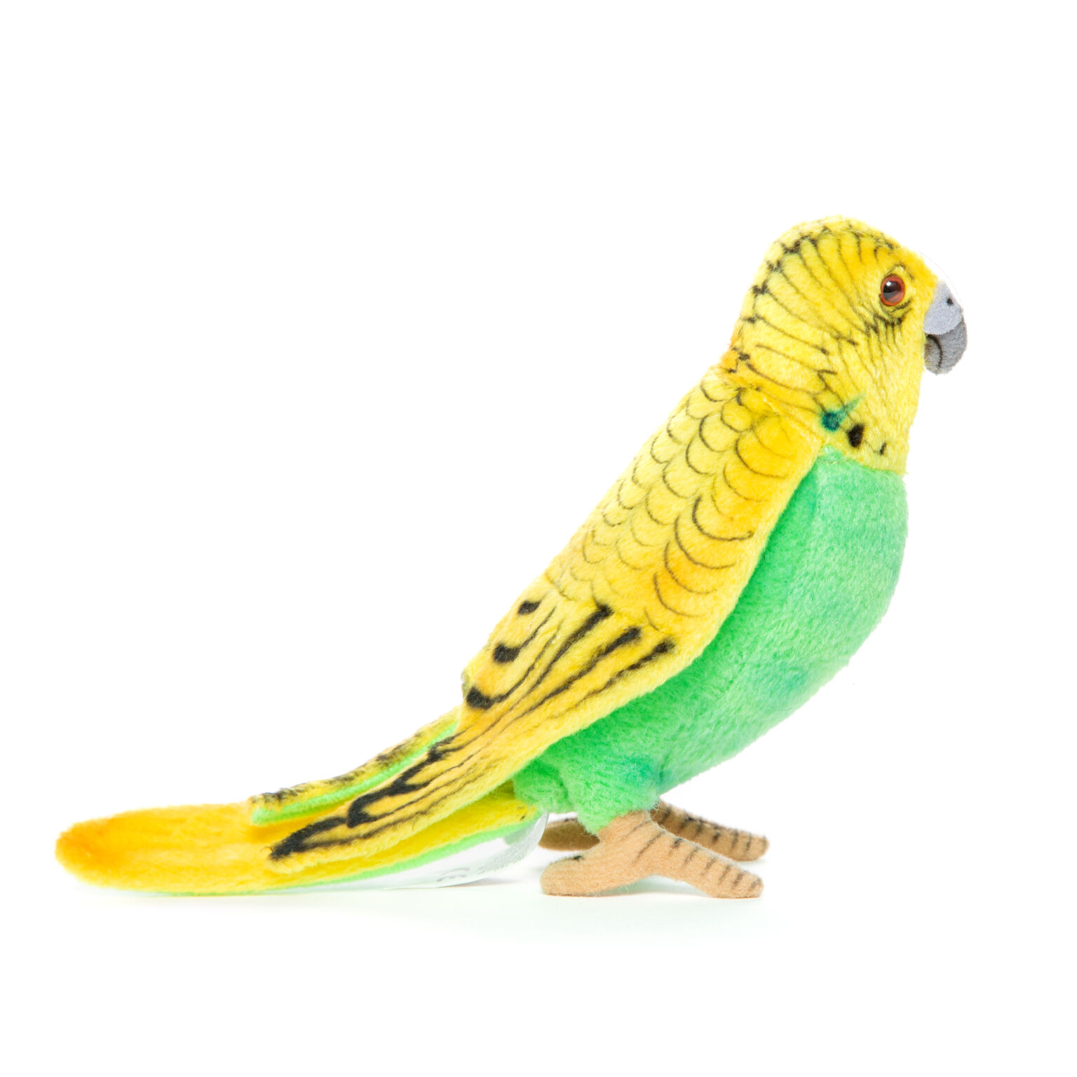 Grasparkiet knuffel geel / groen 15 cm - levensecht pluchen dier