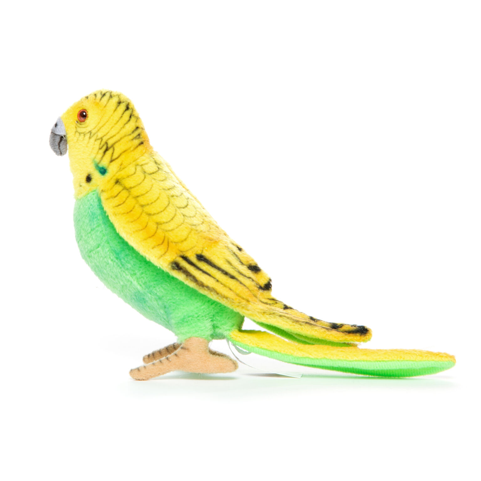 Grasparkiet knuffel geel / groen 15 cm - levensecht pluchen dier